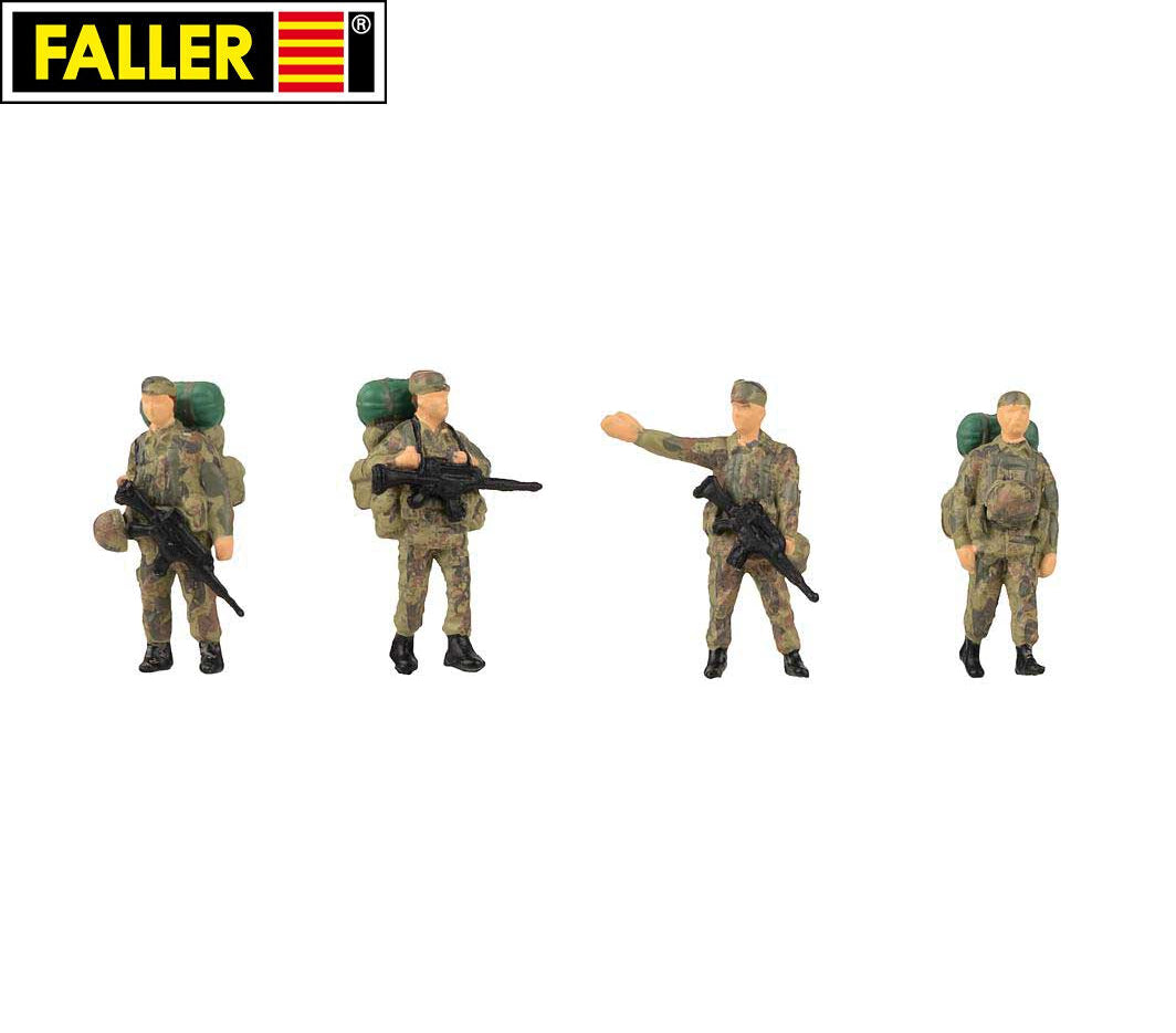 Faller 1/87 HO Scale SOLDIERS WITH BAGGAGE Military Army 4 Figurines M ...