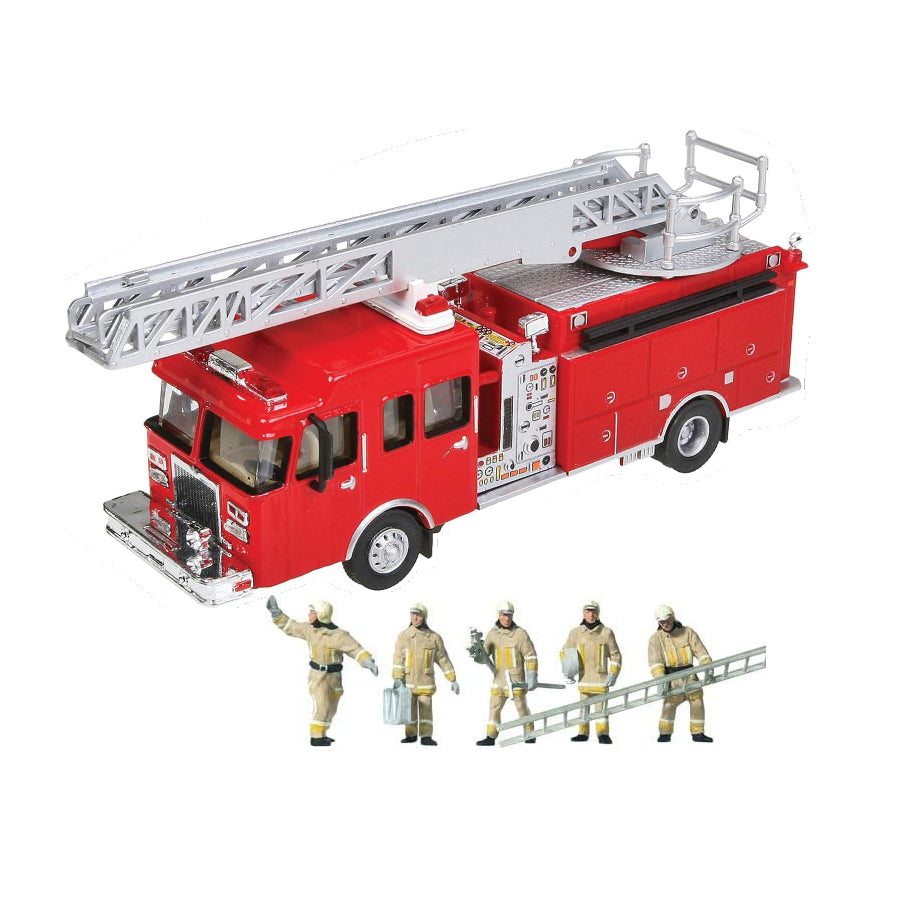 Preiser 1/87 HO Scale 5 Firemen + Walthers Fire Dept Extendable Ladder ...
